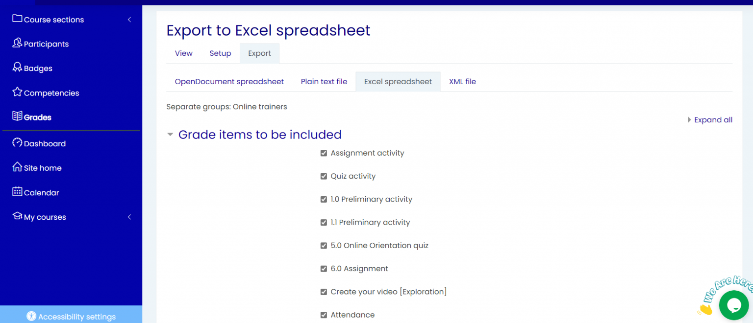 Download grades – eLearningCommons